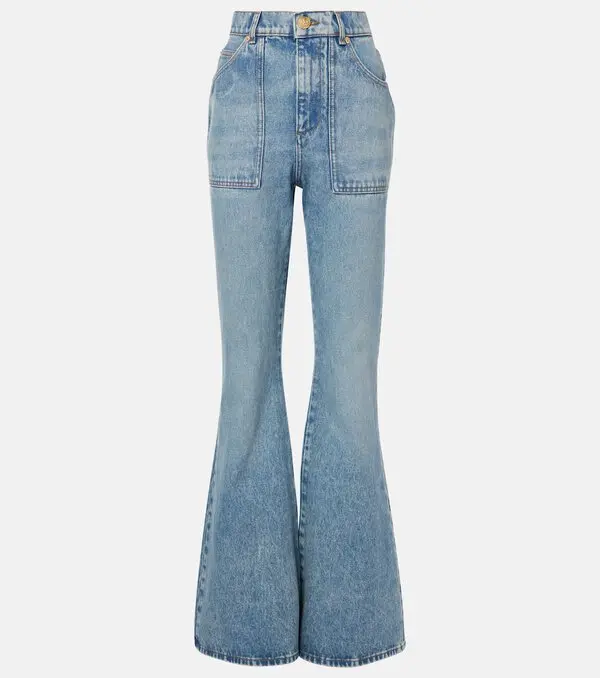 Balmain High-waisted Flared Jeans - Blue