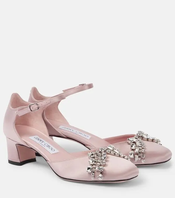 JIMMY CHOO Verity 45 Embellished Pumps - Pink