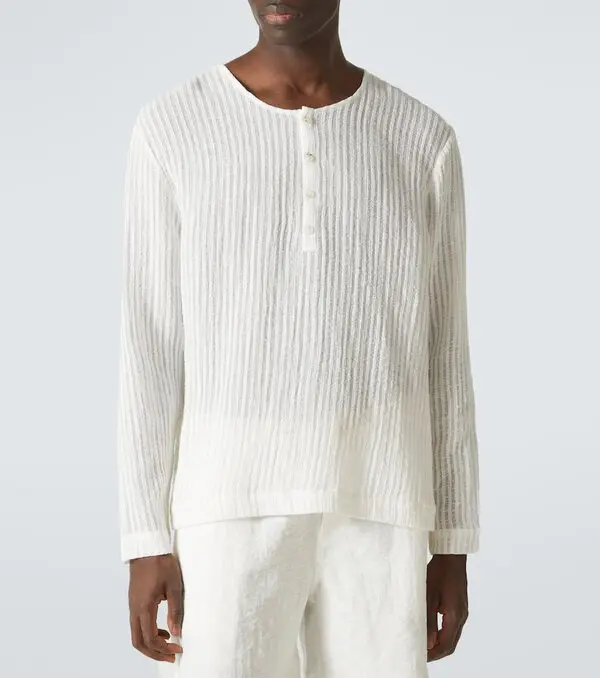 Commas Striped Henley Shirt - White