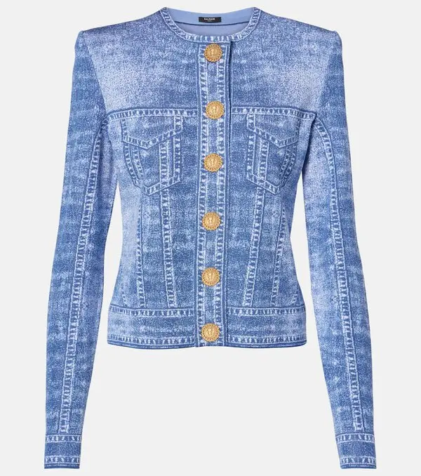 Balmain Trompe L'oeil Jacquard Cardigan - Blue