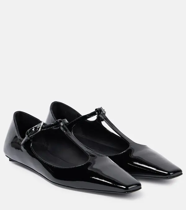 Attico Juno Leather Ballet Flats - Black