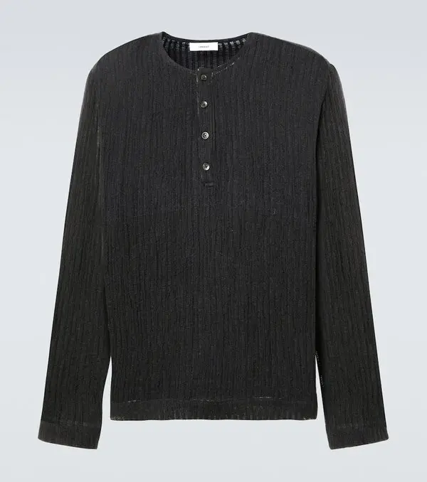 Commas Striped Henley Shirt - Black
