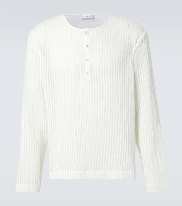 Commas Striped Henley Shirt - White
