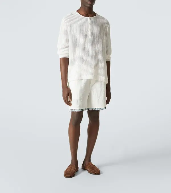 Commas Striped Henley Shirt - White