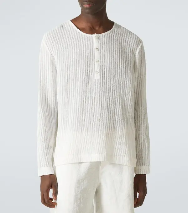 Commas Striped Henley Shirt - White