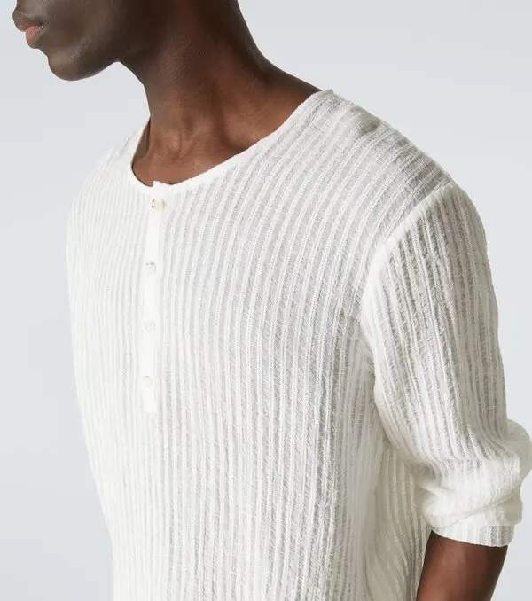 Commas Striped Henley Shirt - White