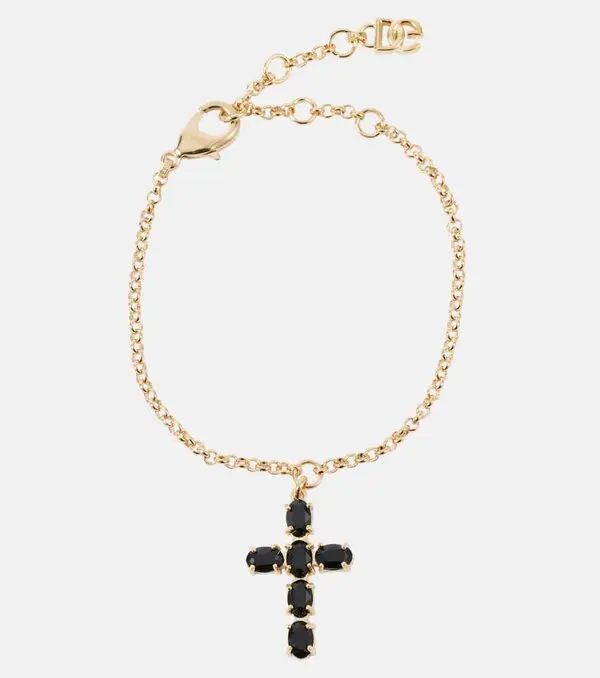 Dolce & Gabbana Cross Crystal-embellished Bracelet - Gold