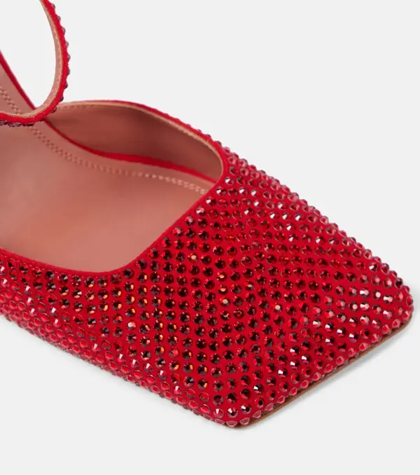 Amina Muaddi Charlotte Crystal 95 Suede Pumps