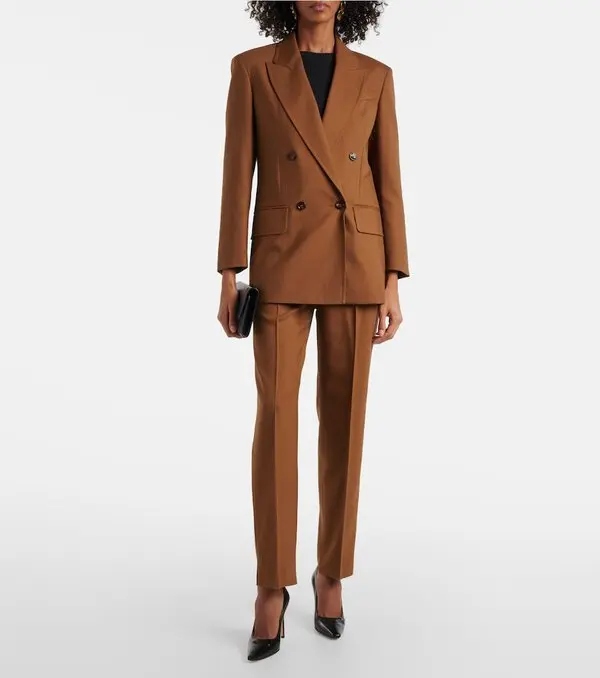Max Mara Palanca Wool And Silk-blend Blazer - Brown