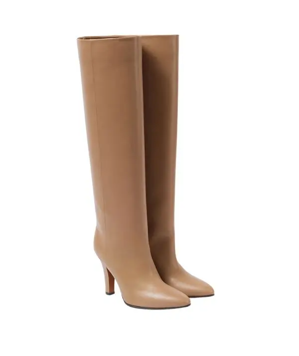 THE ROW Prudens Leather Knee-high Boots - Beige