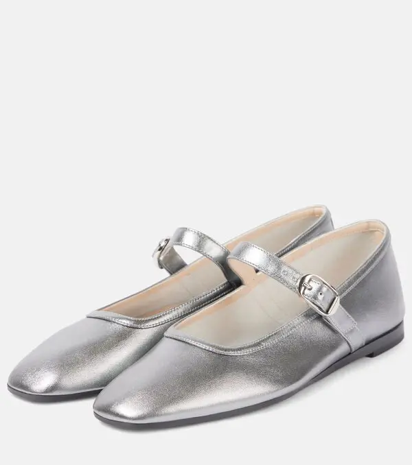 Le Monde Beryl Beryl Metallic Leather Mary Jane Flats