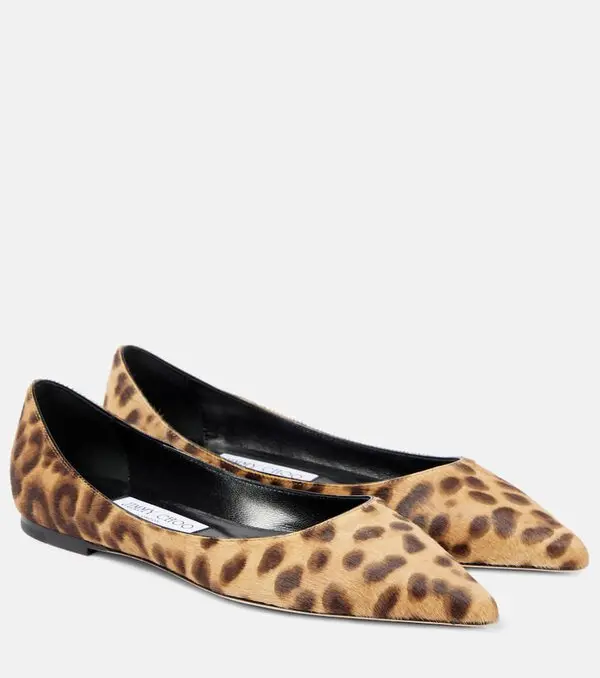 JIMMY CHOO Love Leopard-print Ballet Flats - Neutrals