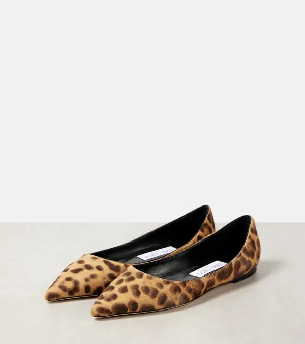 JIMMY CHOO Love Leopard-print Ballet Flats - Neutrals