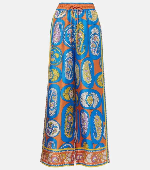 ALEMAIS Alémais Luis Printed Silk Palazzo Pants - Orange