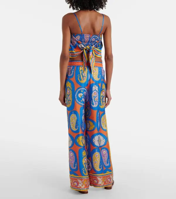 ALEMAIS Alémais Luis Printed Silk Palazzo Pants - Orange
