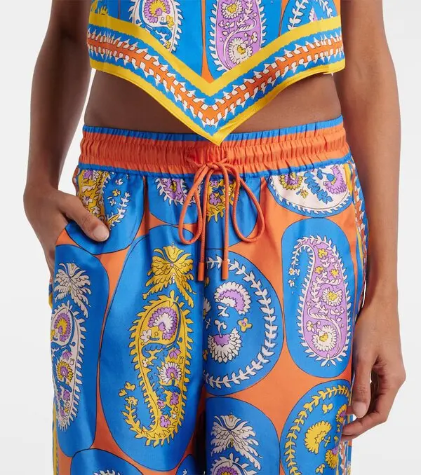 ALEMAIS Alémais Luis Printed Silk Palazzo Pants - Orange