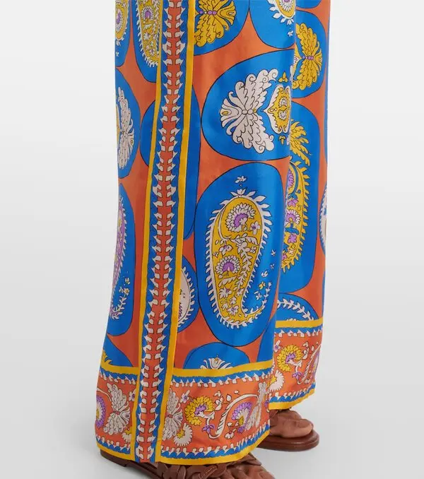 ALEMAIS Alémais Luis Printed Silk Palazzo Pants - Orange