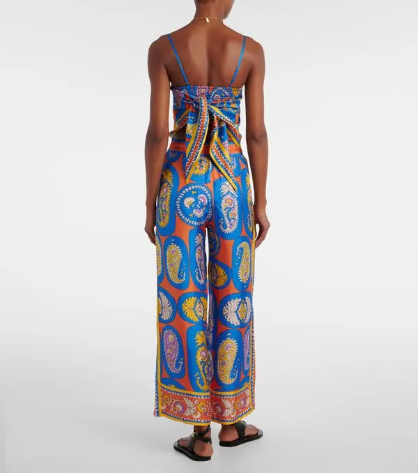 ALEMAIS Alémais Luis Printed Silk Palazzo Pants - Orange