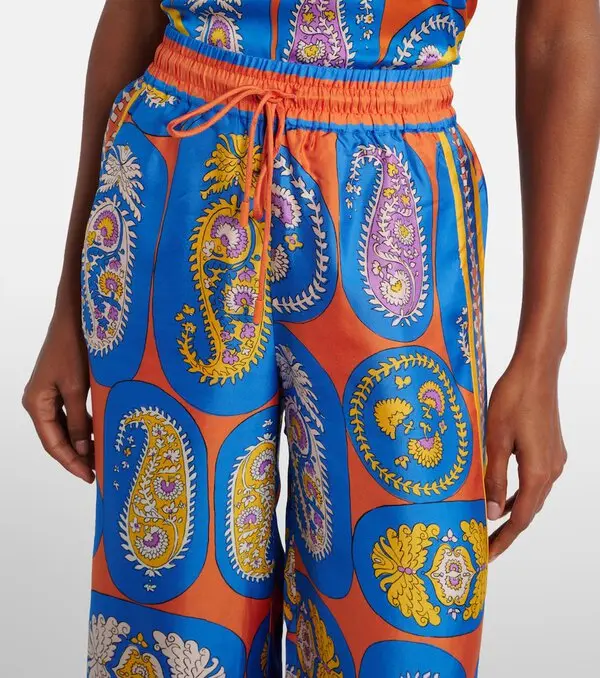 ALEMAIS Alémais Luis Printed Silk Palazzo Pants - Orange