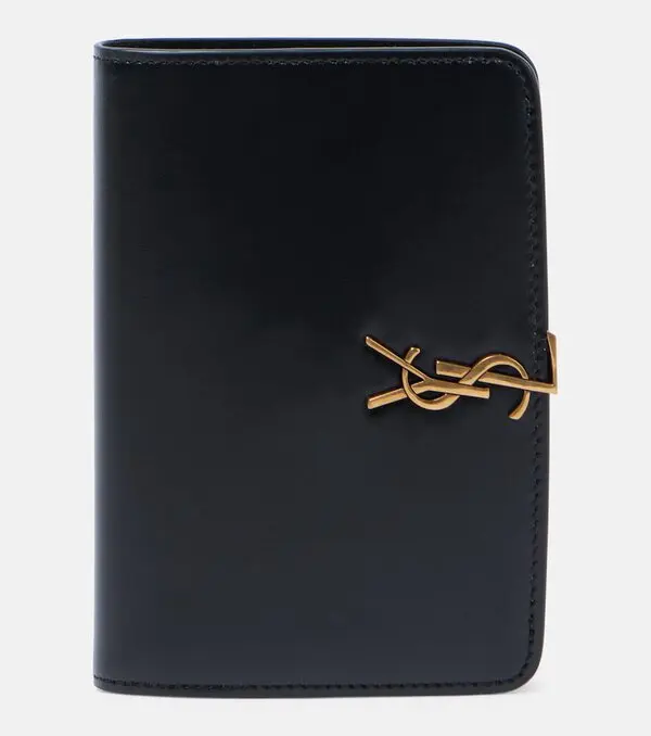 Saint Laurent Voltaire Cassandre Leather Card Holder - Black