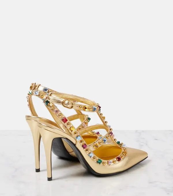 Valentino Garavani Rockstud 100 Embellished Leather Pumps