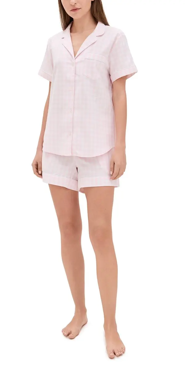 PETITE PLUME Gingham Shorts Pajama Set - Pink