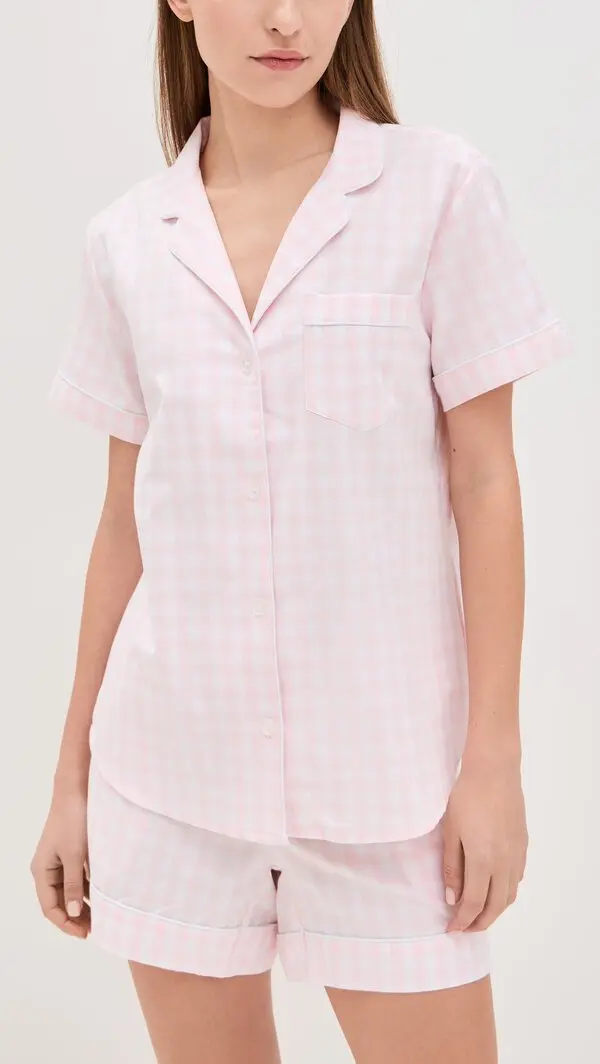 PETITE PLUME Gingham Shorts Pajama Set