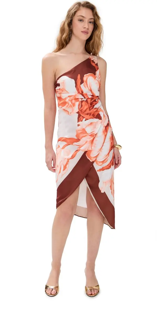summer cinderella midi dress chocolate SAME Ruffle Hem Midi Dress | Chocolate Brown/Brown Lurex