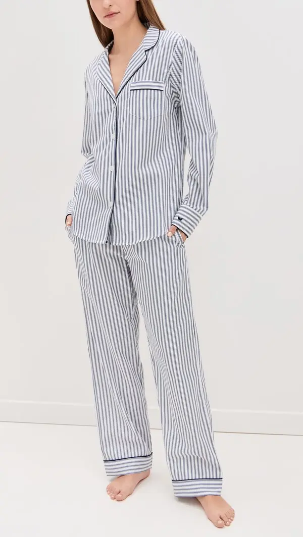 PETITE PLUME French Ticking Twill Pajama Set
