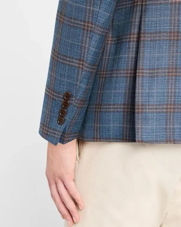 Emporio Armani Oversized Plaid Sport Coat - Blue