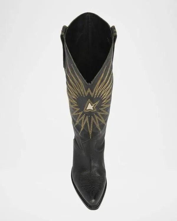 GOLDEN GOOSE Embroidered Leather Western Boots