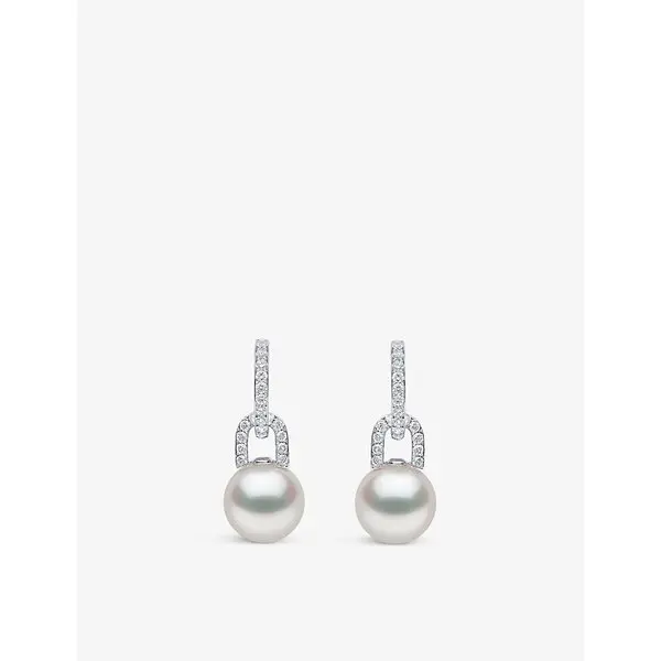 Yoko London Jazz 18ct White-gold Diamond And South Sea Pearl Earrings - White Gold