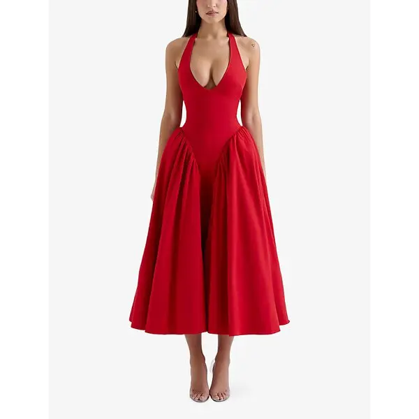 House Of Cb Marilyn Halter Midi Dress - Red