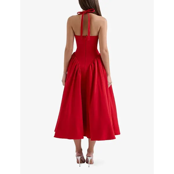 House Of Cb Marilyn Halter Midi Dress - Red