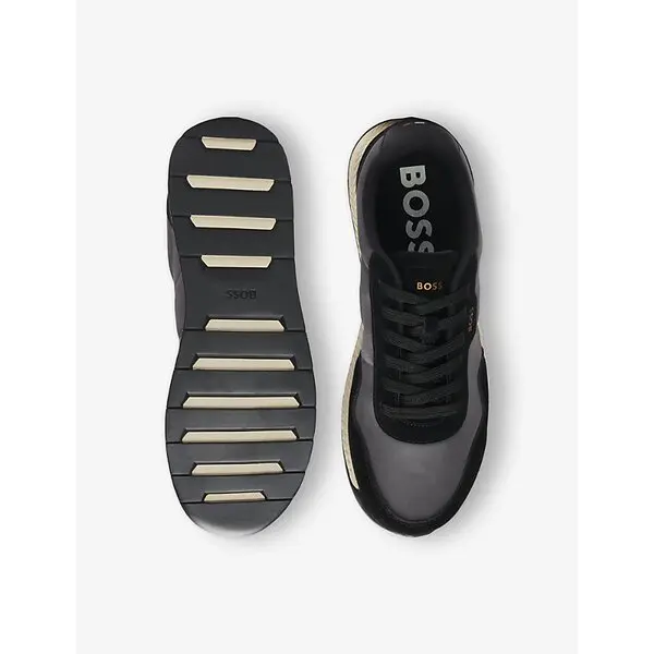 BOSS Brand-print Woven Low-top Trainers - Charcoal