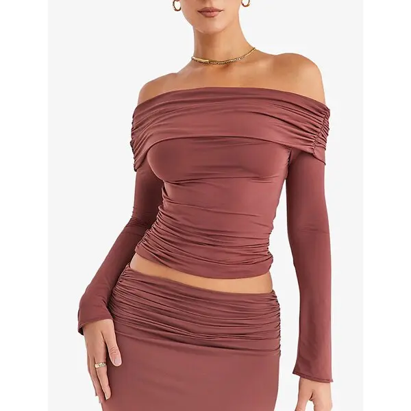 MISTRESS ROCKS Draped Off-shoulder Top