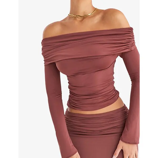 MISTRESS ROCKS Draped Off-shoulder Top