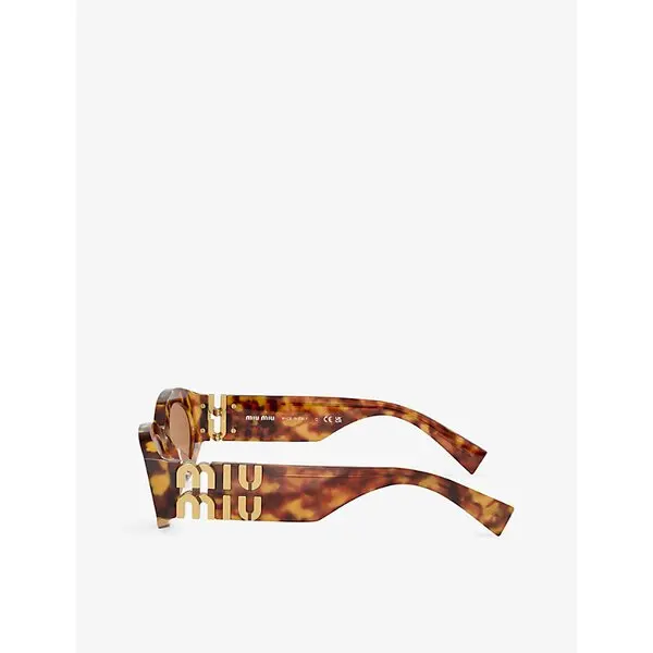 Miu Miu Mu 11ws Oval Sunglasses - Brown