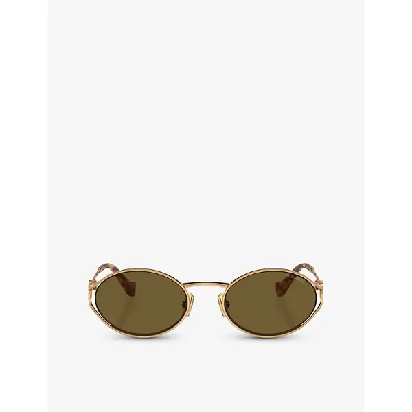 Miu Miu Mu 52ys Round-frame Sunglasses - Gold
