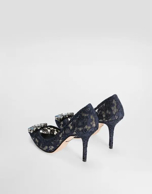 Dolce & Gabbana Bellucci Lace Pumps With Brooch - Blue