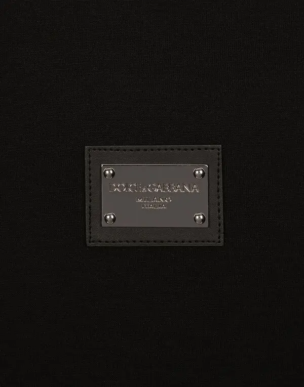 Dolce & Gabbana Cotton V-neck T-shirt With Branded Tag - Black