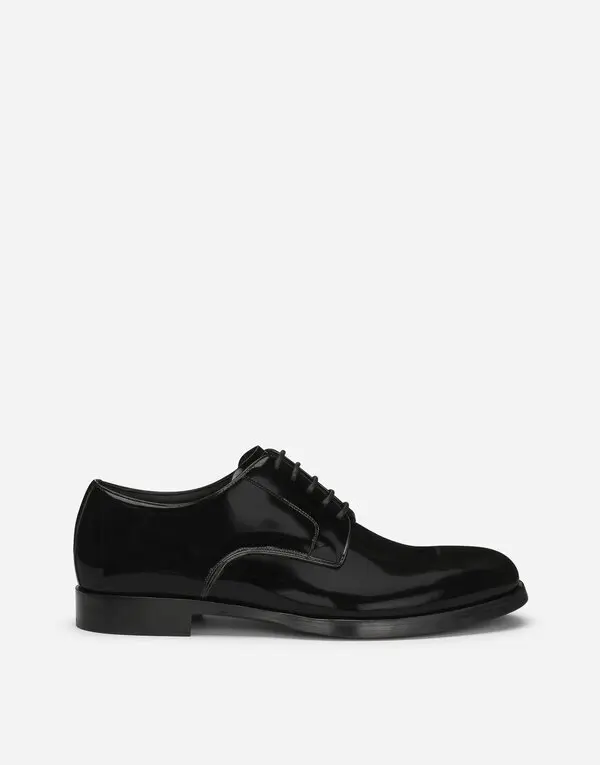 Dolce & Gabbana Polished Calfskin Derby Shoes - Black