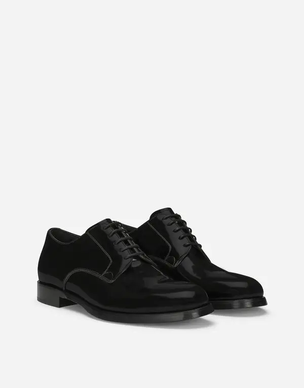 Dolce & Gabbana Polished Calfskin Derby Shoes - Black