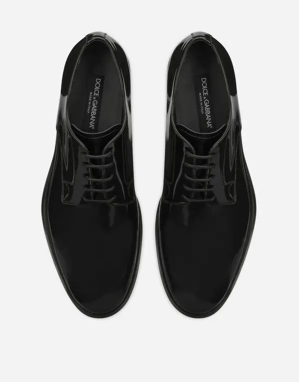 Dolce & Gabbana Polished Calfskin Derby Shoes - Black