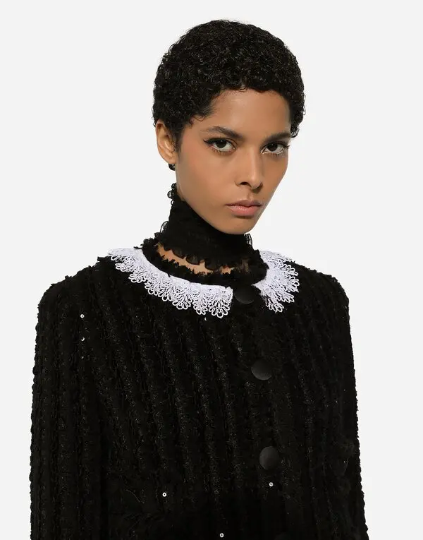 Dolce & Gabbana Short Tweed Jacket With Micro-sequin Embellishment