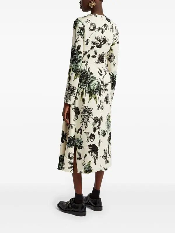 Erdem Draped Long-sleeve Midi Dress