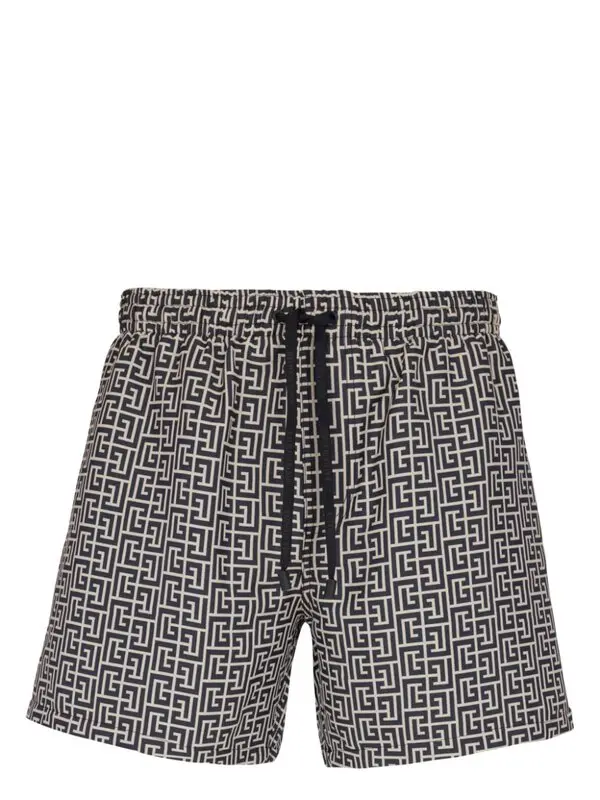 Balmain Pb Labyrinth-print Swim Shorts