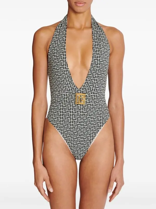 Balmain Labyrinth-print Swimsuit