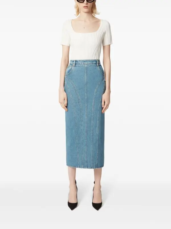 Nina Ricci Panelled Denim Midi Skirt
