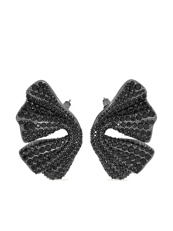 FERRAGAMO Drape Rhinestone Earrings - Black